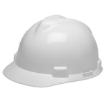 MSA 10167025 White V-Guard Safety Helmet w/ Fas-Trac III Suspension 91 ...