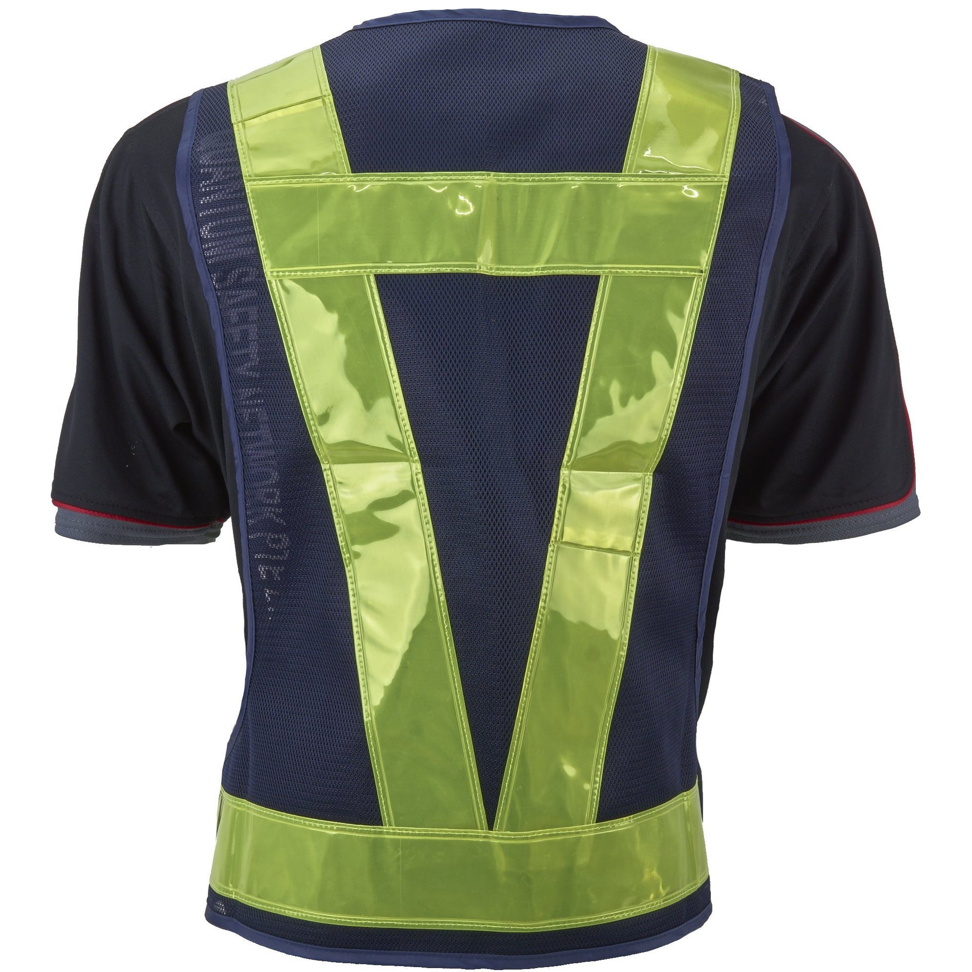 Al-Gard MVB1 Blue Mesh Safety Muscle Vest with Green Reflective Strips ...